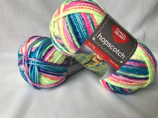 Multi-colored Hopscotch yarn makes it hard to skip the craft aisle